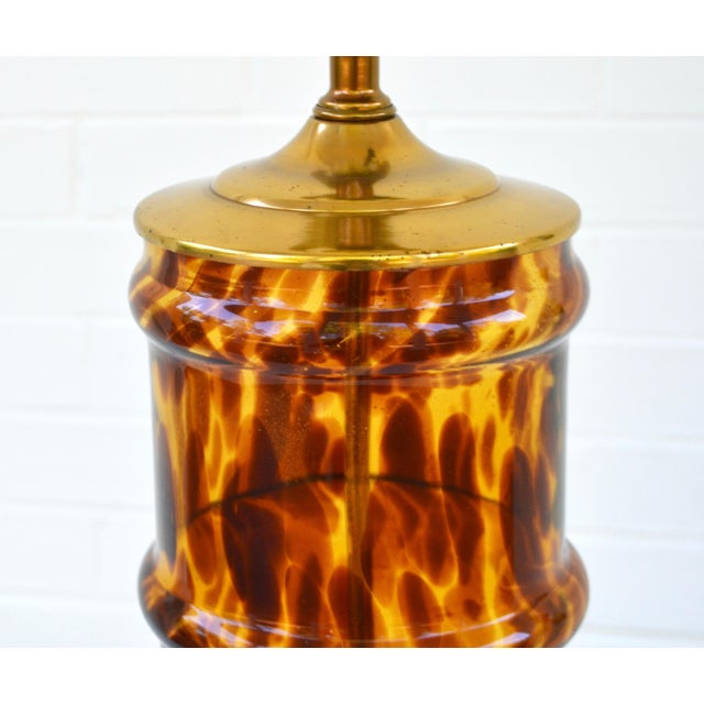 1950s Hollywood Regency Blown Glass Tortoise Shell Table Lamp | Chairish