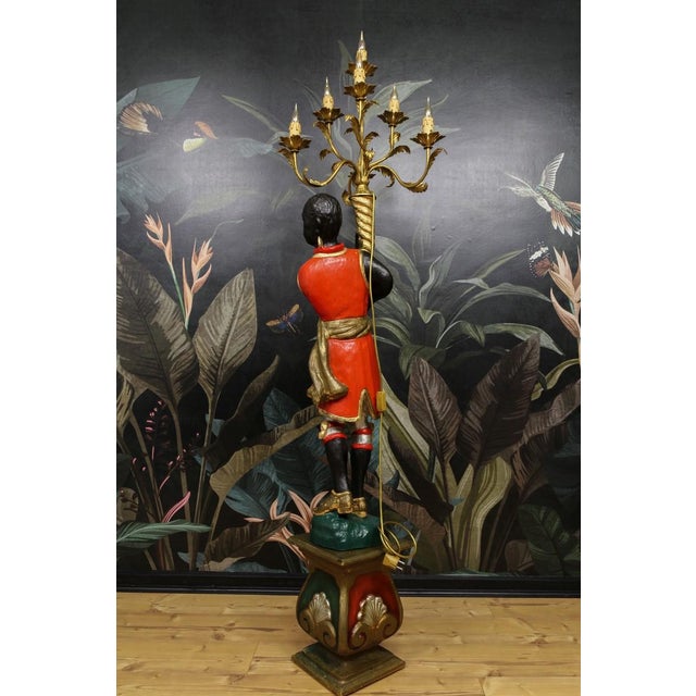 Italian Venetian Style Carved Wood Figural Torchère Floor Lamp, 1970s ...