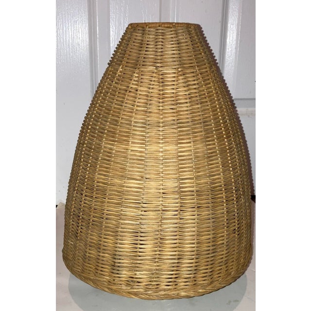Vintage Mid-Century Modern Wicker "Funnel Shape"/ Bell Lamp Shade ...