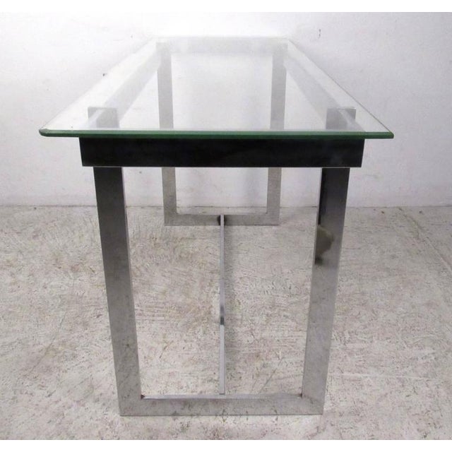 Vintage Modern Chrome and Glass Console Table | Chairish