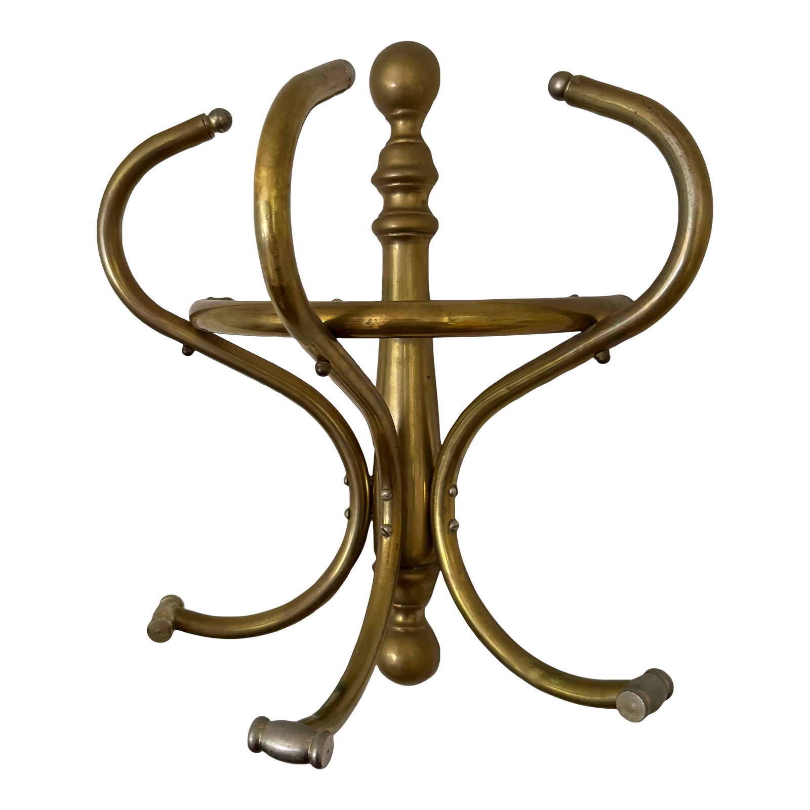 Late 20th Century Vintage Brass Wall Mounted Coat and Hat Rack | Chairish