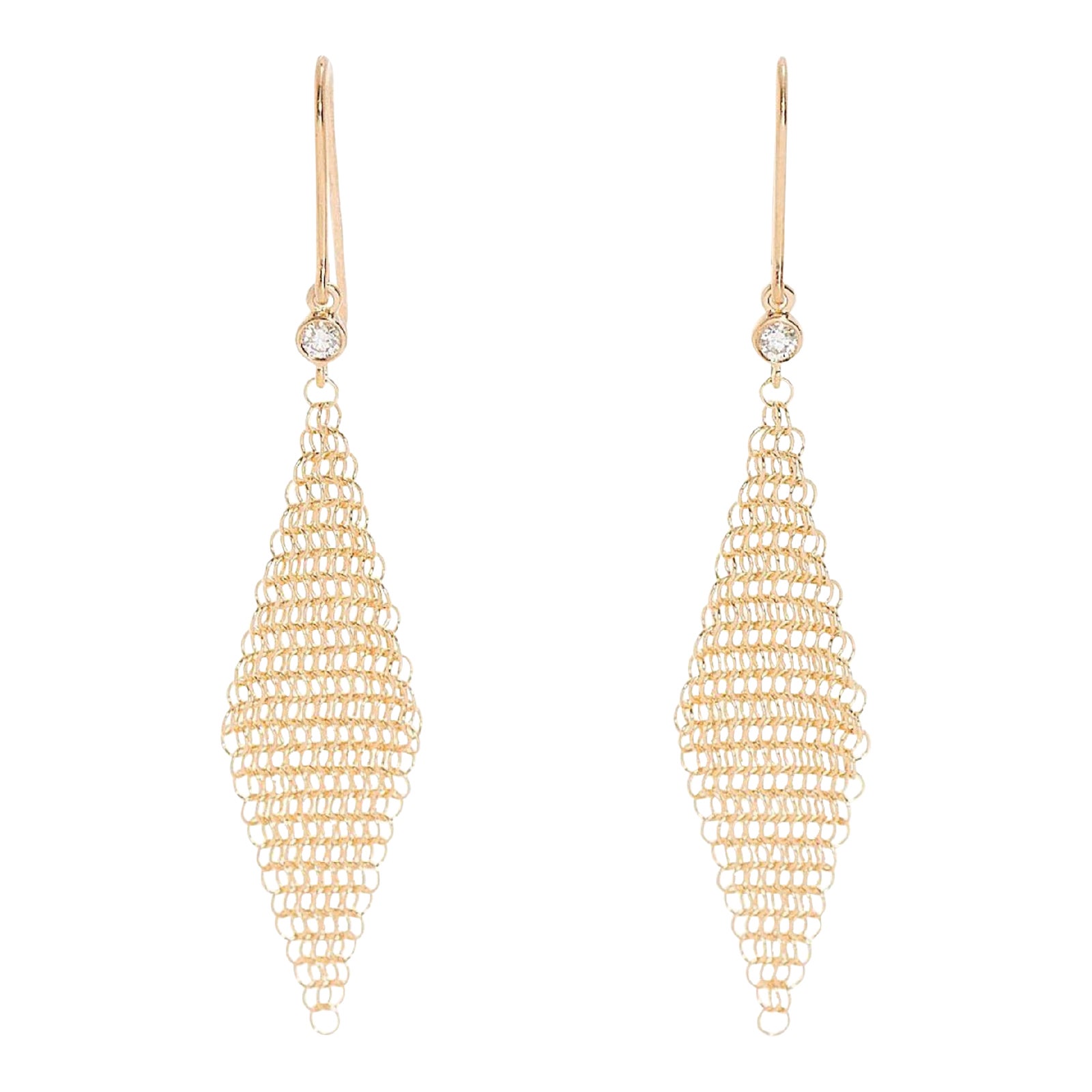 Tiffany & Co. Mesh Diamond Earrings Mini K18 Pg Pink Gold 750 Pierced ...