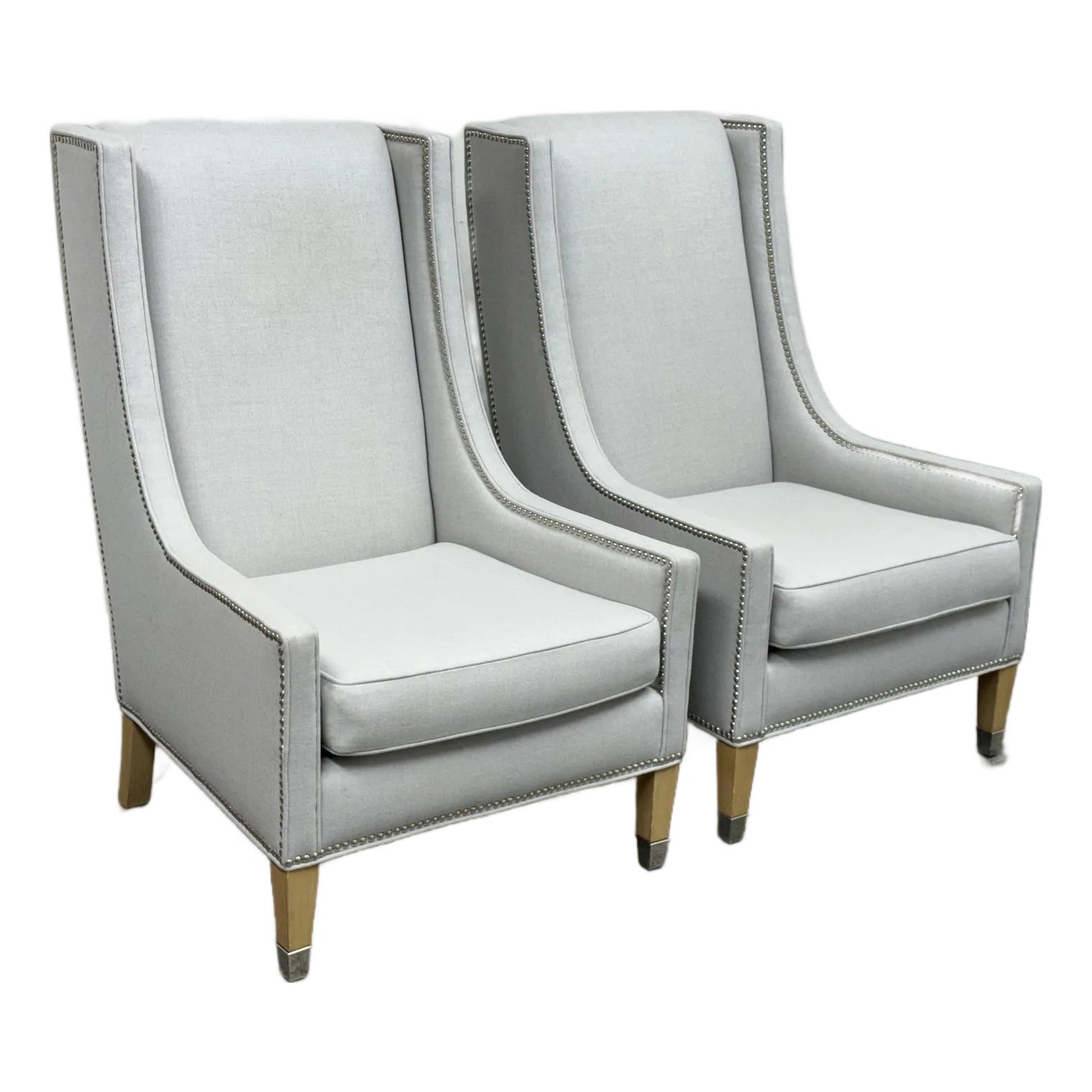 Custom Kravet Contemporary Slope Arm Chairs, Pair | Chairish
