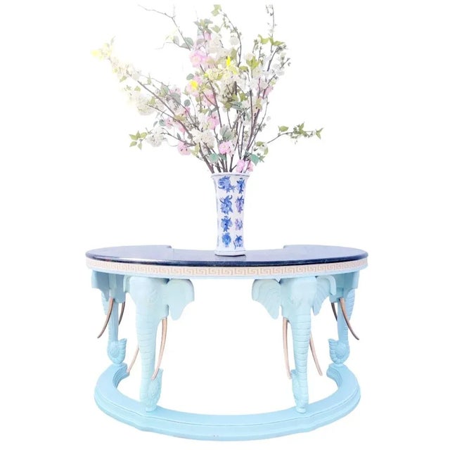 Vintage Gampel Stoll Custom Painted Pale Blue Gold Greek Key Kidney ...
