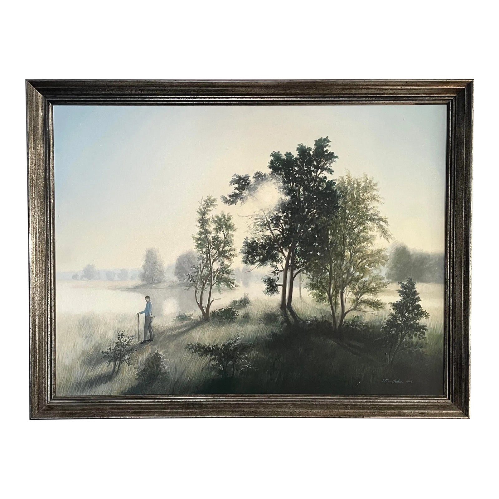 Thomas Locker Painting, Oil on Masonite 1965 | Chairish