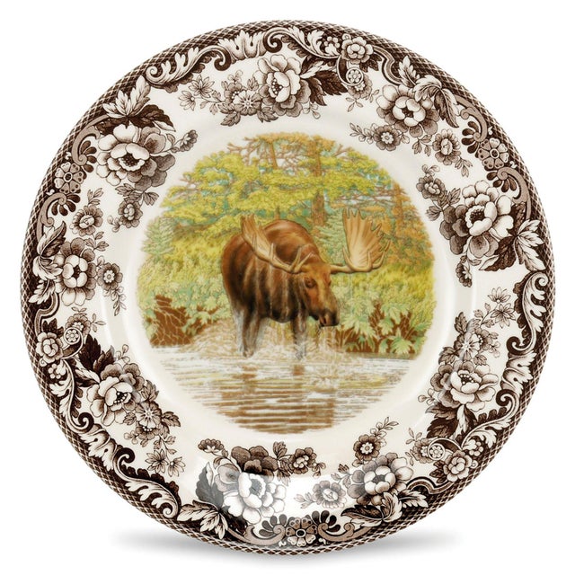 Spode Woodland Moose Salad Plate 8", Moose | Chairish
