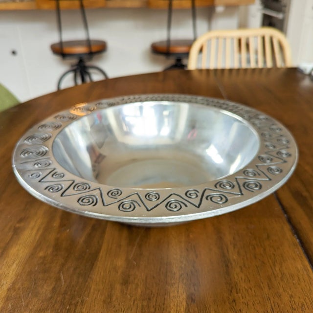 1990s Wilton Armetale Holloware Reggae Abstract Geometric Large Pewter ...