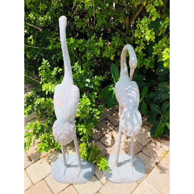 Large Vintage Egret Garden Statues - A Pair | Chairish