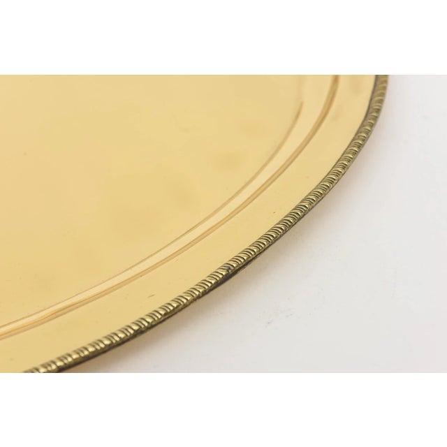 Vintage Large Brass Oval Tray With Shell and Braided Design | Chairish
