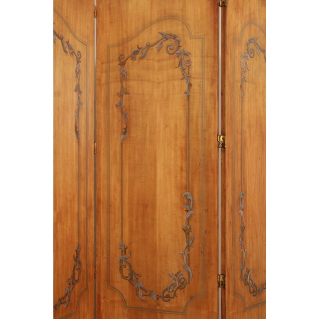 Edwardian Style Paint Decorated Four-Panel Folding Screen | Chairish