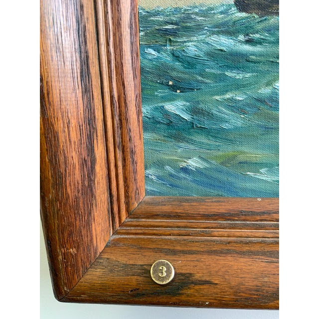 1950's Fred M. Thompson Ship Oil Painting | Chairish