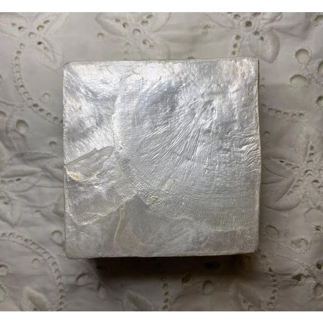 Vintage Capiz Shell Hand Painted Square Trinket Box With Kingfisher ...