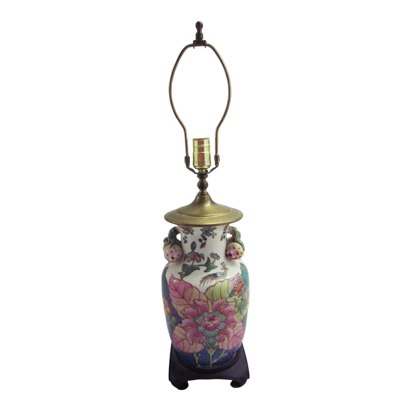 Vintage Chinese Porcelain Lamp With Pomegranates | Chairish