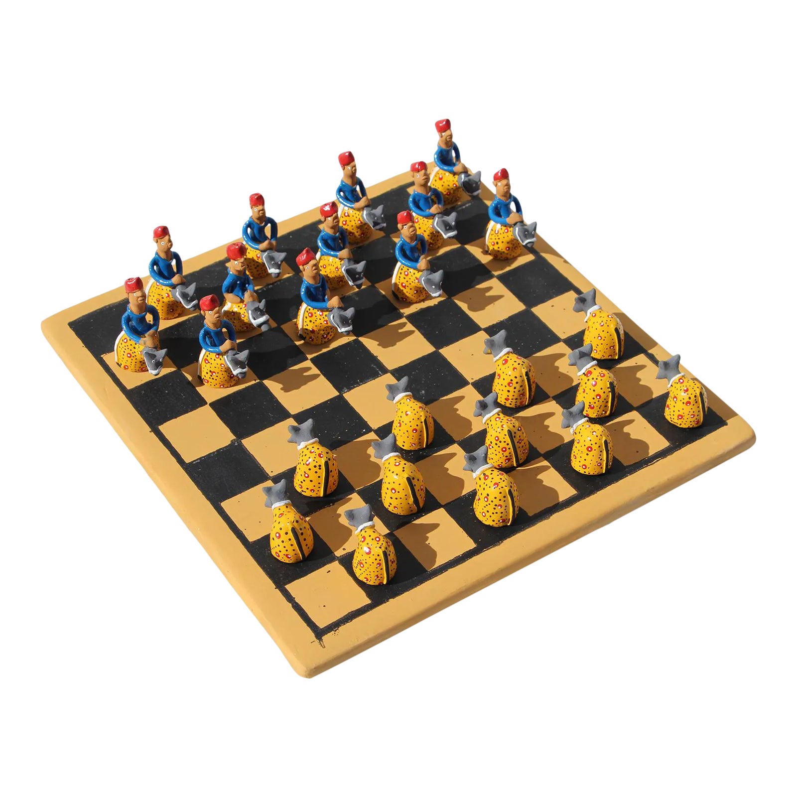 1950s Brazilian Manuel Eudocio Folk Art Checkers / Draughts Board Game ...