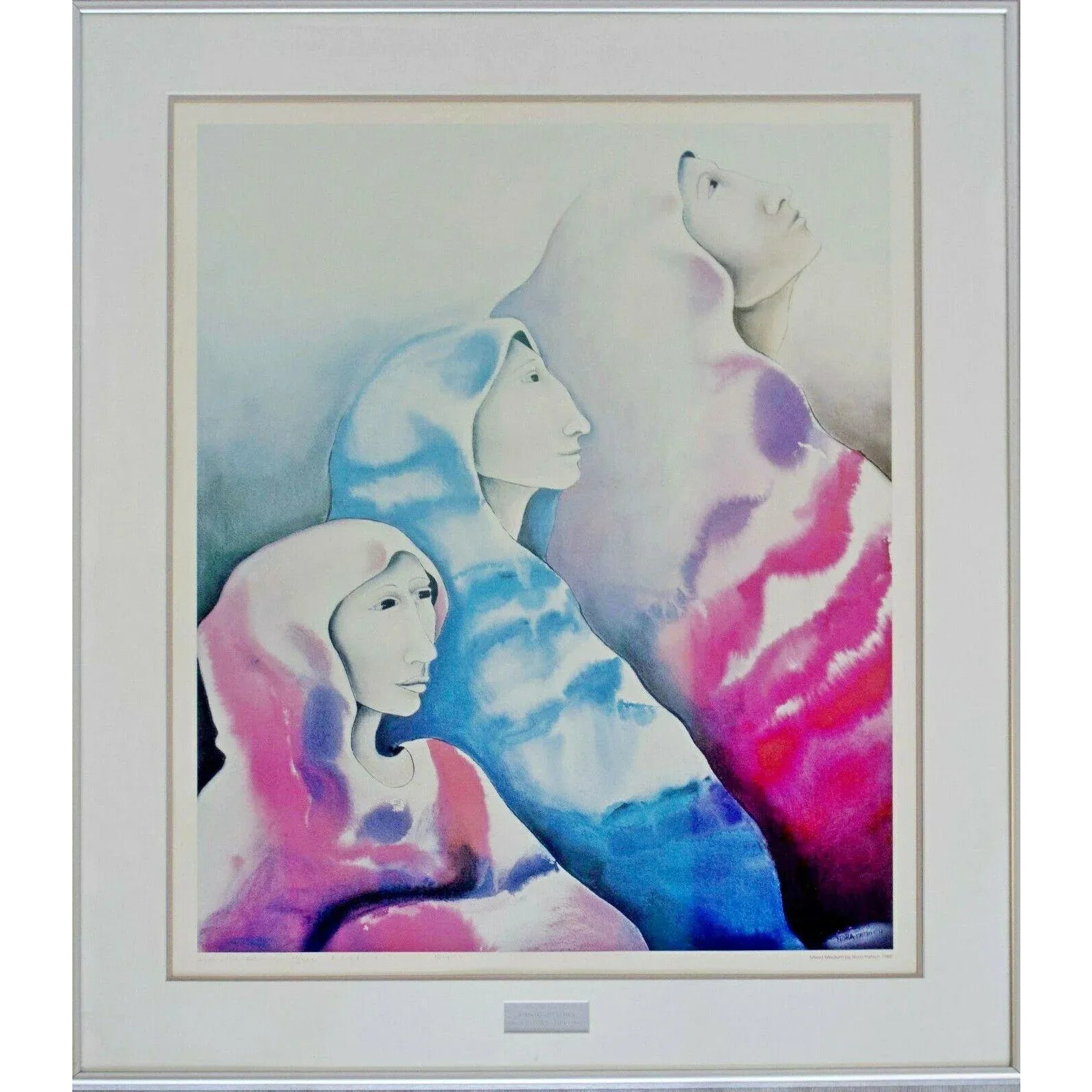 1980s "Veiled Woman" Postmodern Figurative Lithograph by Nora Patrich ...