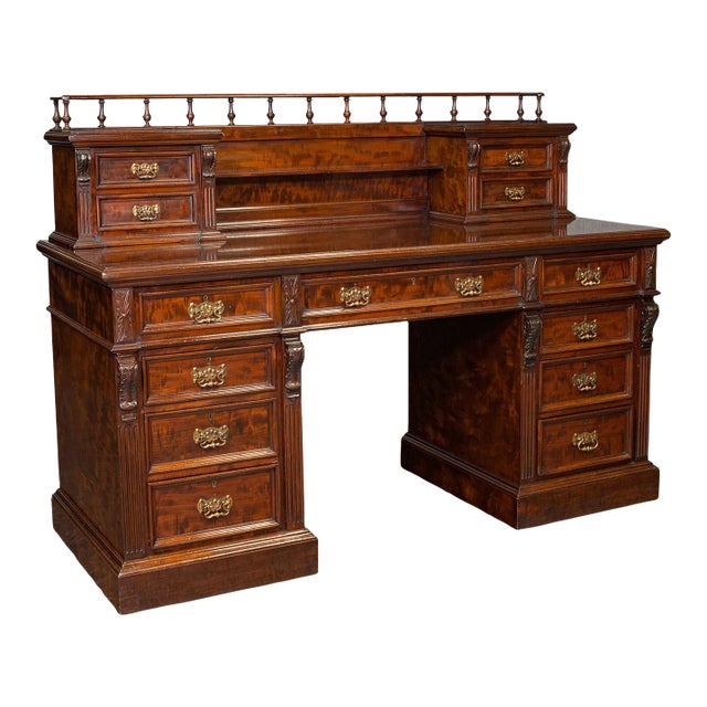 1860s Grand Antique Victorian English Satinwood Executive Desk Chairish