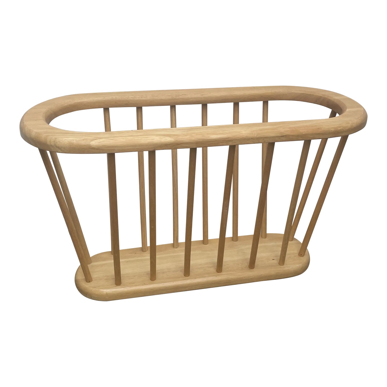 Danish Style Wooden Open Spindle Oval Magazine Rack, Arthur Umanoff ...