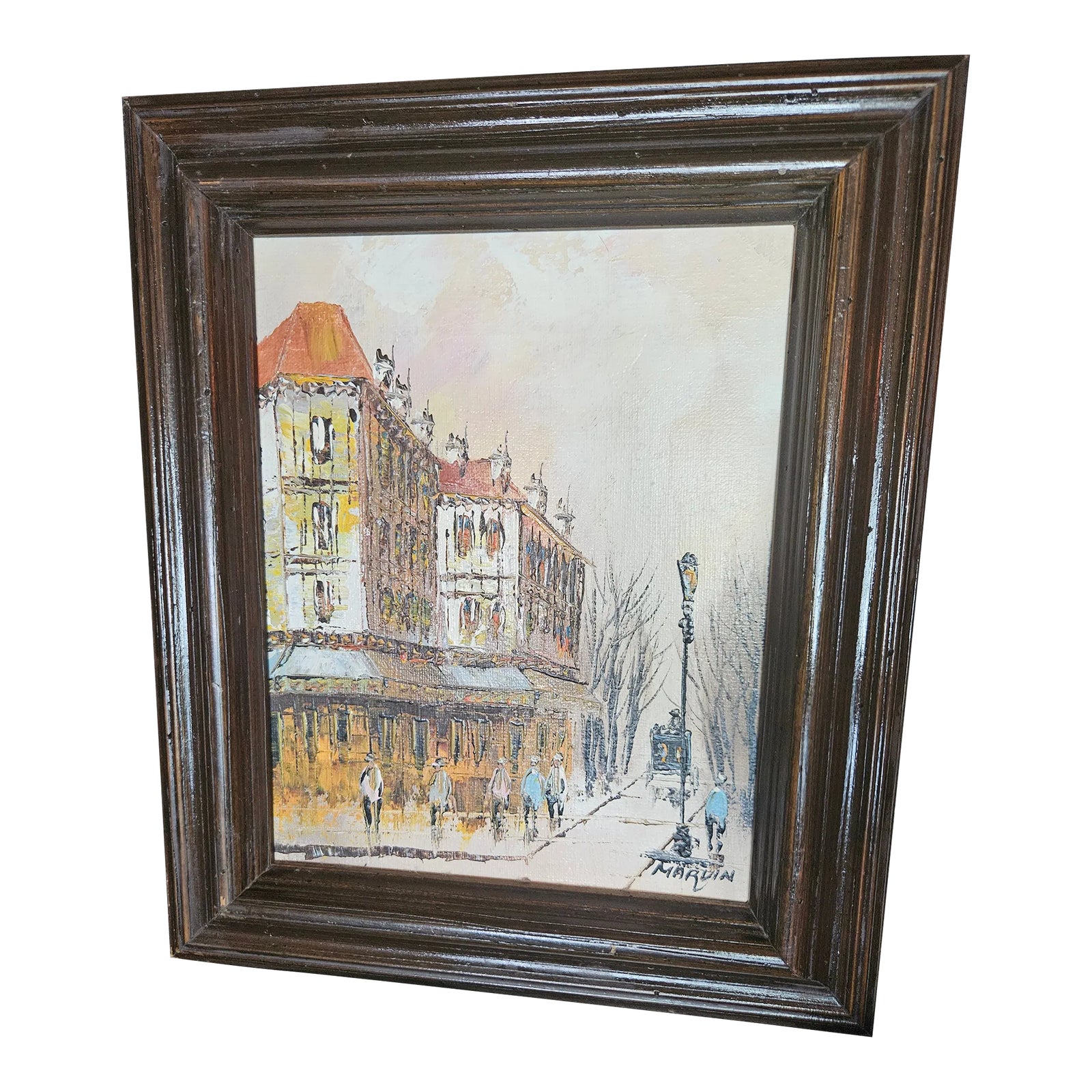 " Vintage Oil Painting Impressionism Signed Marvin, French Street Art ...