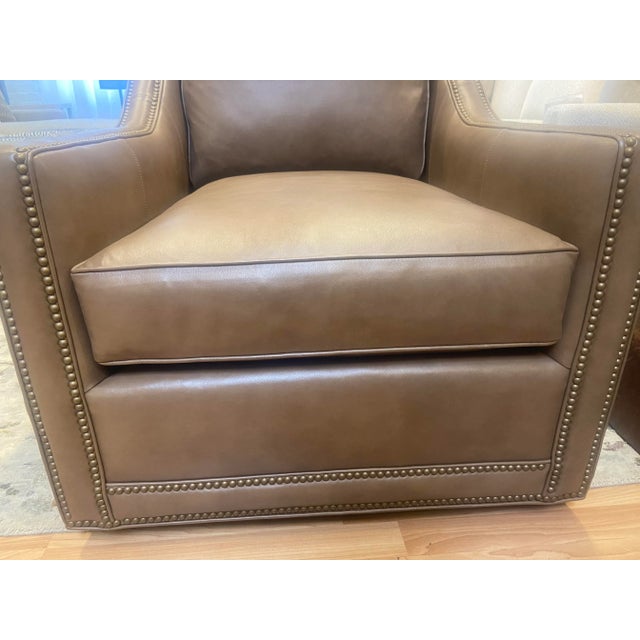 Leather Wingback Swivel Chair | Chairish