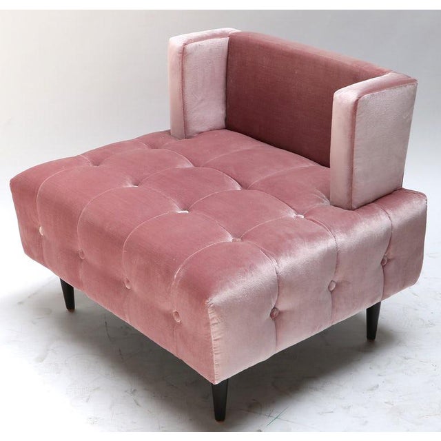 Custom Pink Velvet Tufted Lounge Chairs - a Pair | Chairish