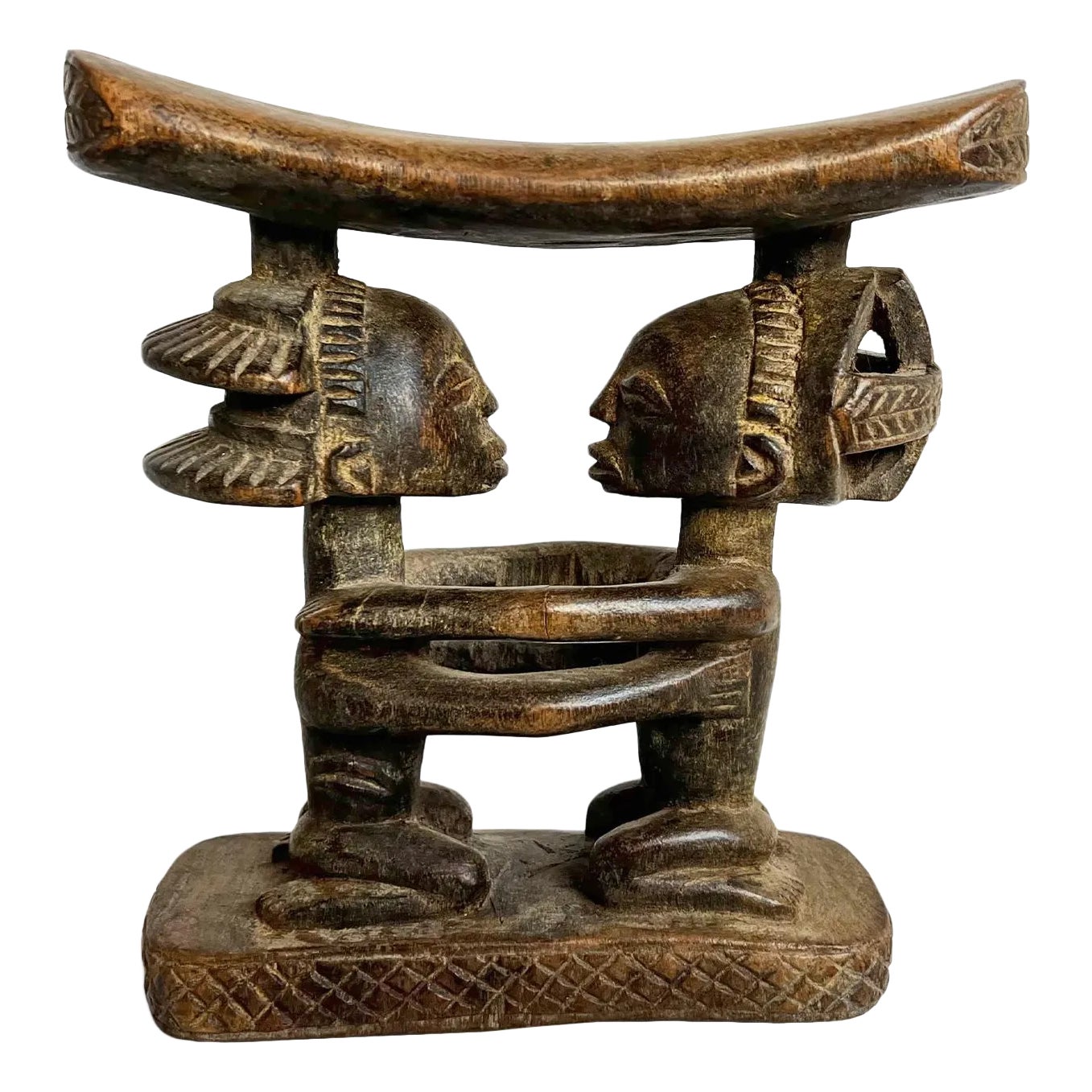 Antique Old Luba Figure Pair Headrest | Chairish