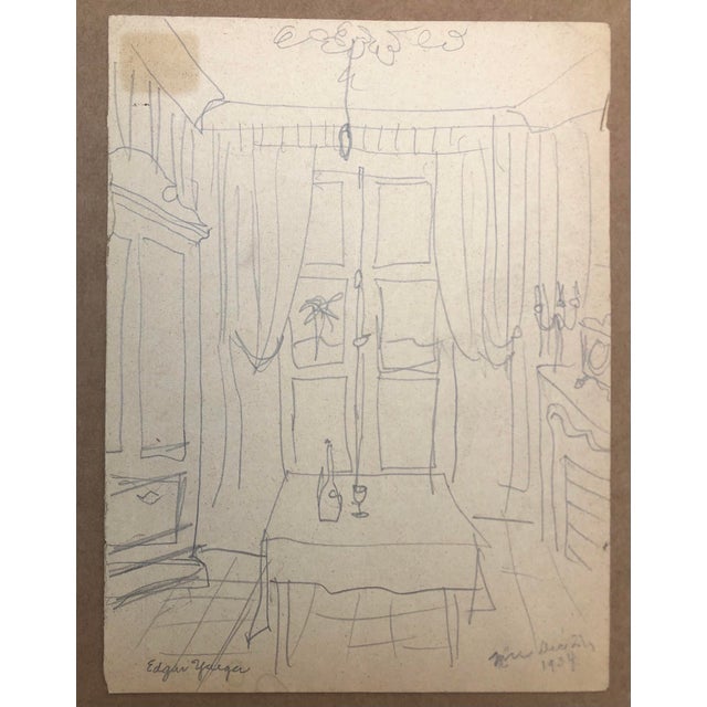 1934 Edgar Yaeger Interior Scene | Chairish