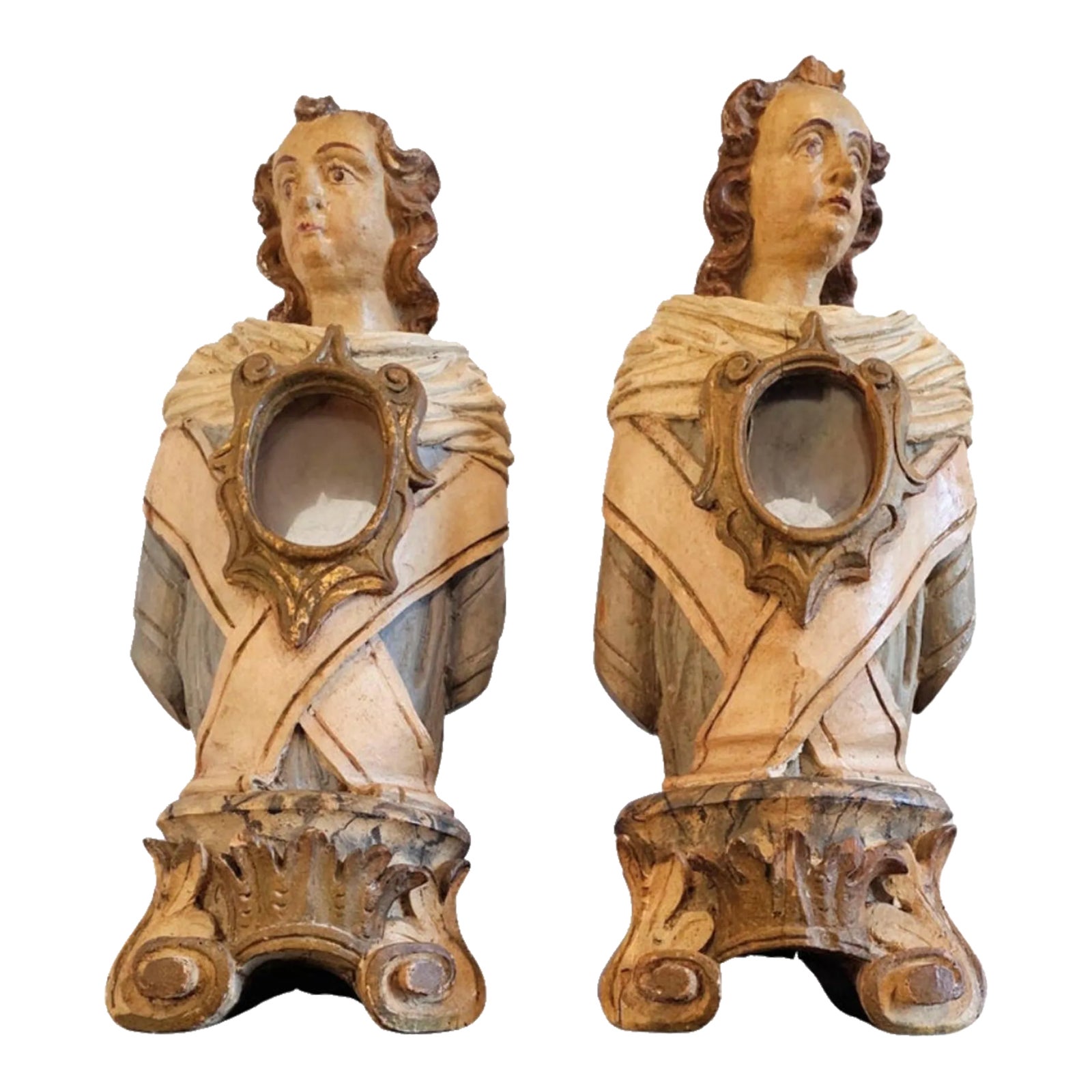 18th Century Italian Baroque Church Altar Reliquary Bust - a Pair ...