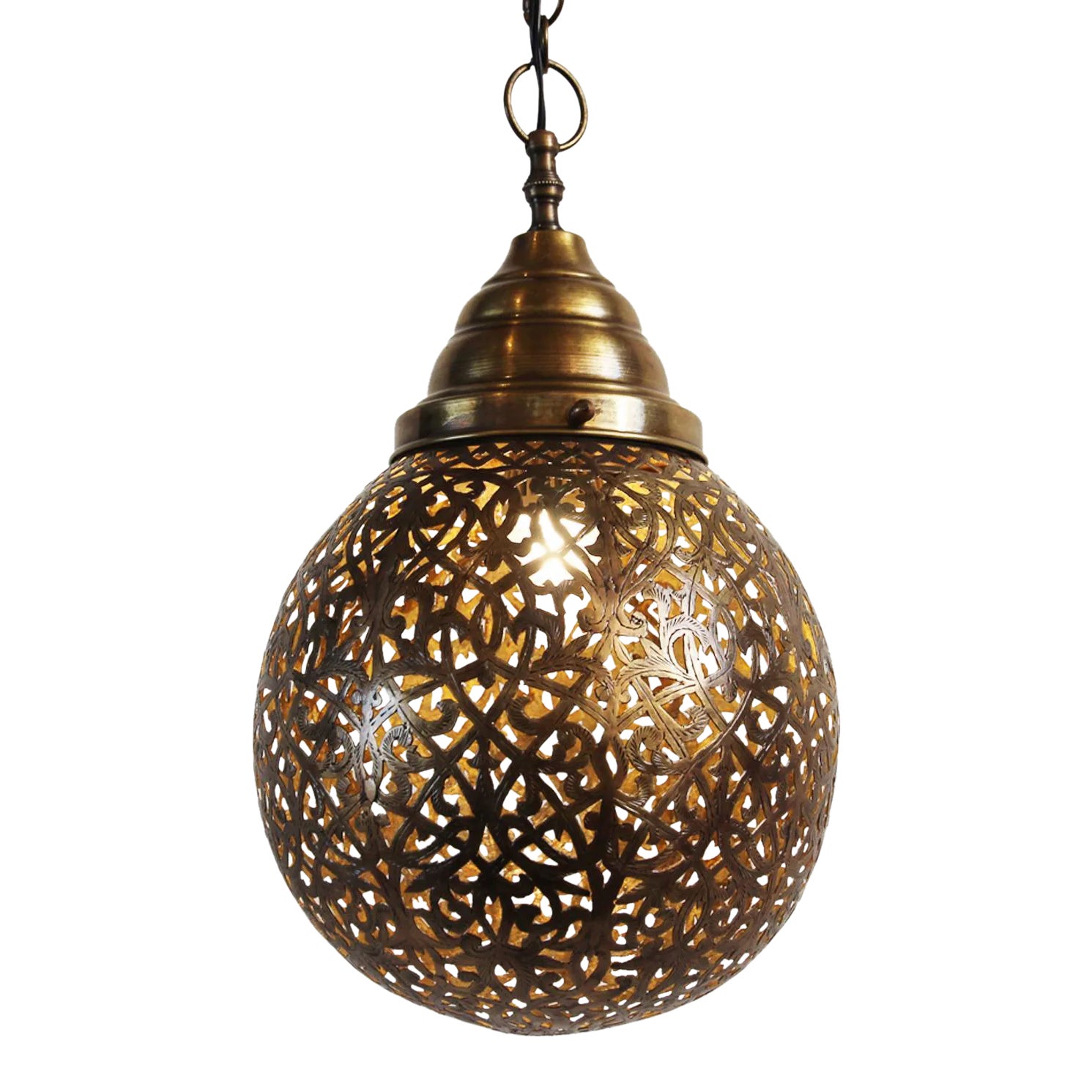 Brass Lace Work Ball Lantern | Chairish