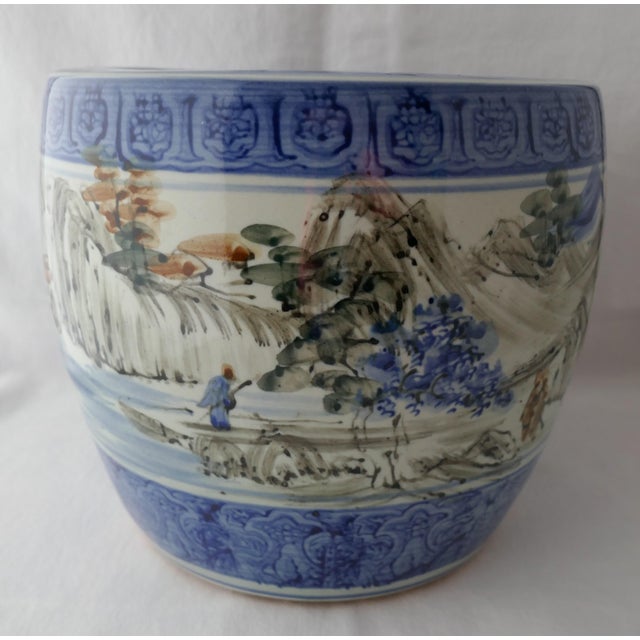 Late 20th Century Chinese Porcelain Vase Planter Cachepot Hand Painted ...