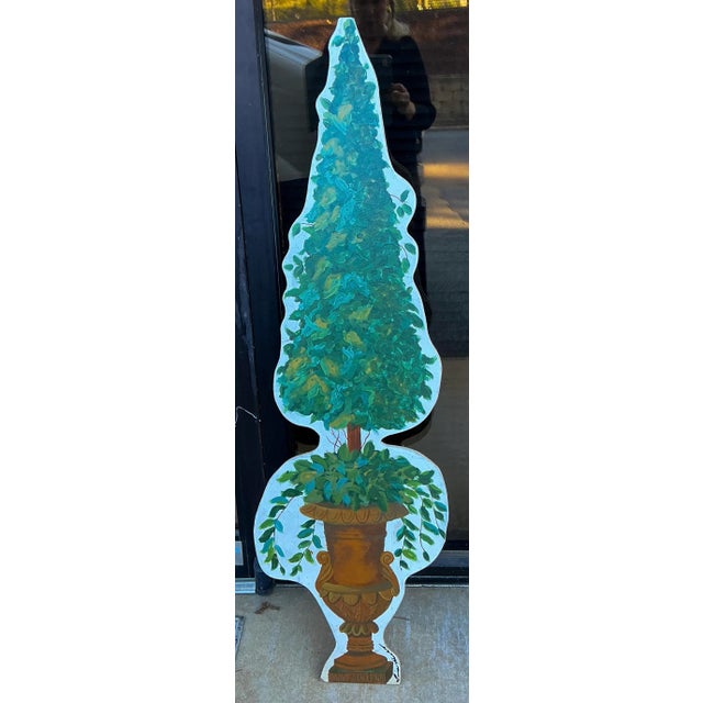 20th-C. Hand Painted French Style Trompe L’oeil Topiaries Wood Wall Art ...