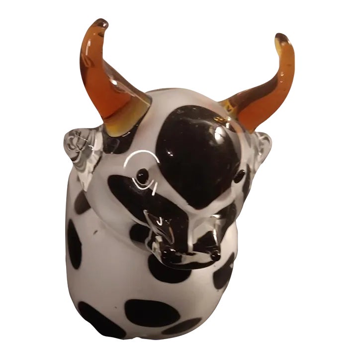 1980s Art Glass Cow Figurine | Chairish
