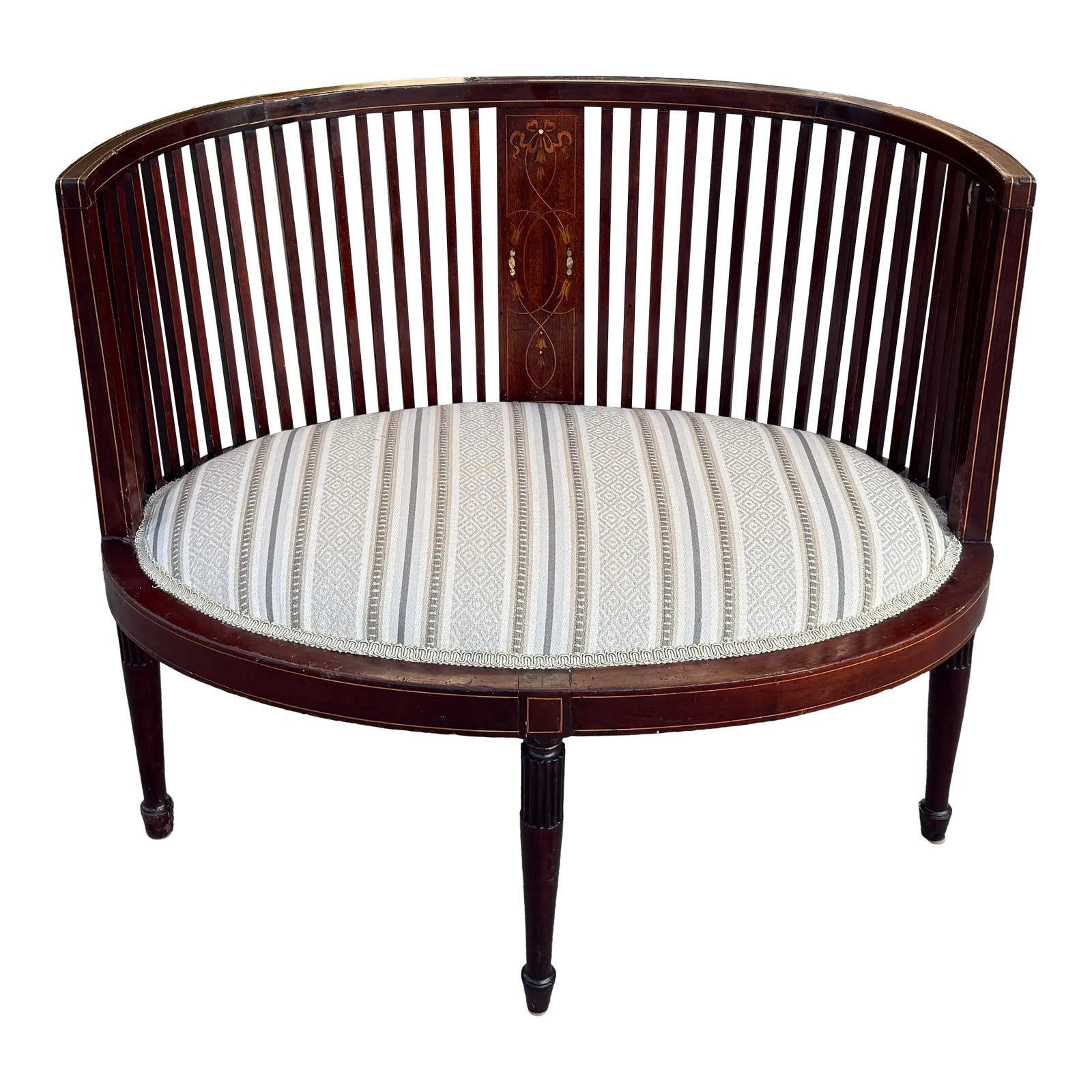 Antique Austrian Successionist Petite Upholstered Settee Bench | Chairish