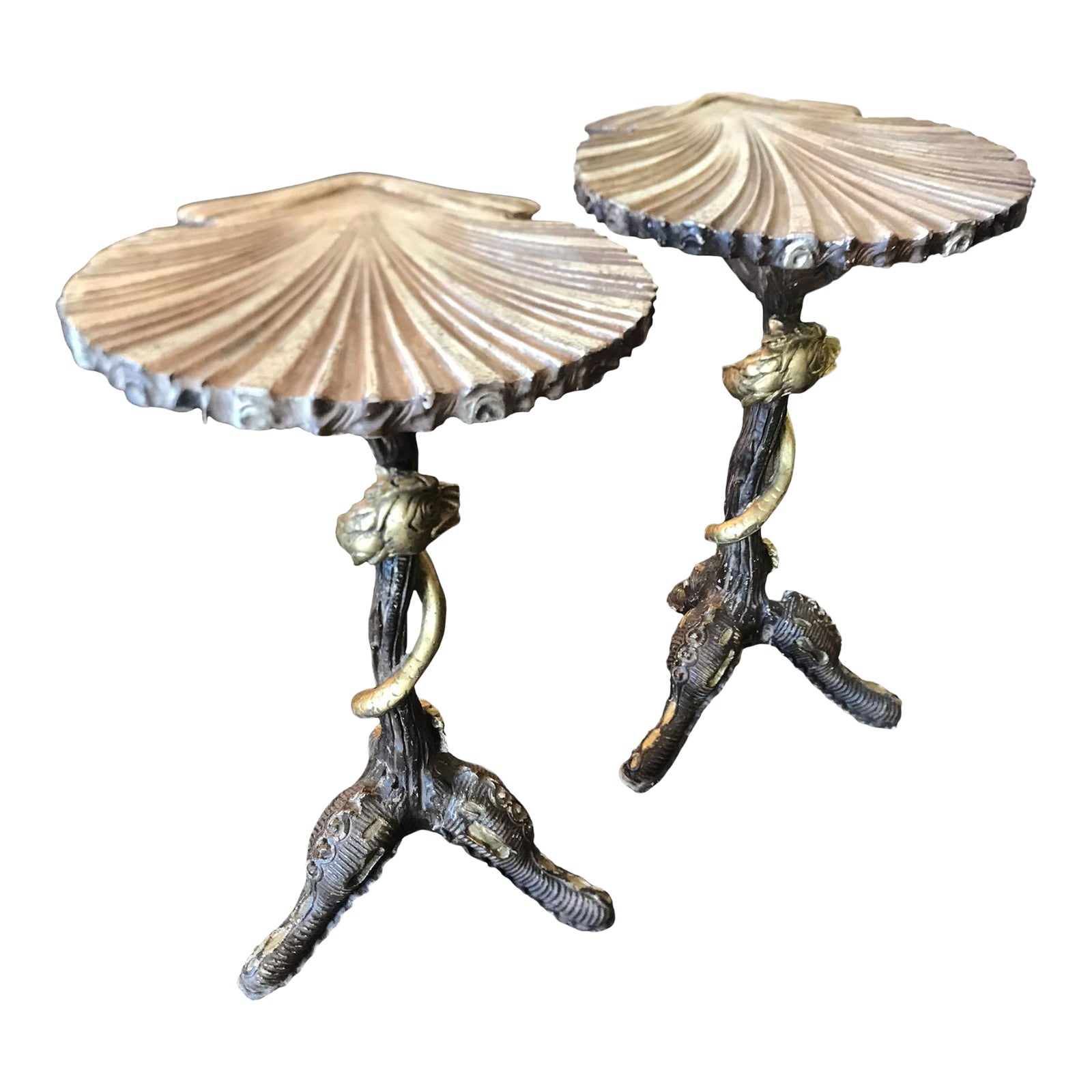 Venetian Painted Grotto Side Tables With Serpents - a Pair | Chairish