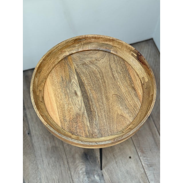 Mater Round Mango Wood Bowl Side Table | Chairish