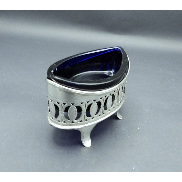 Antique Henry Chawner London Sterling Silver Master Salt Cellar Cobalt ...