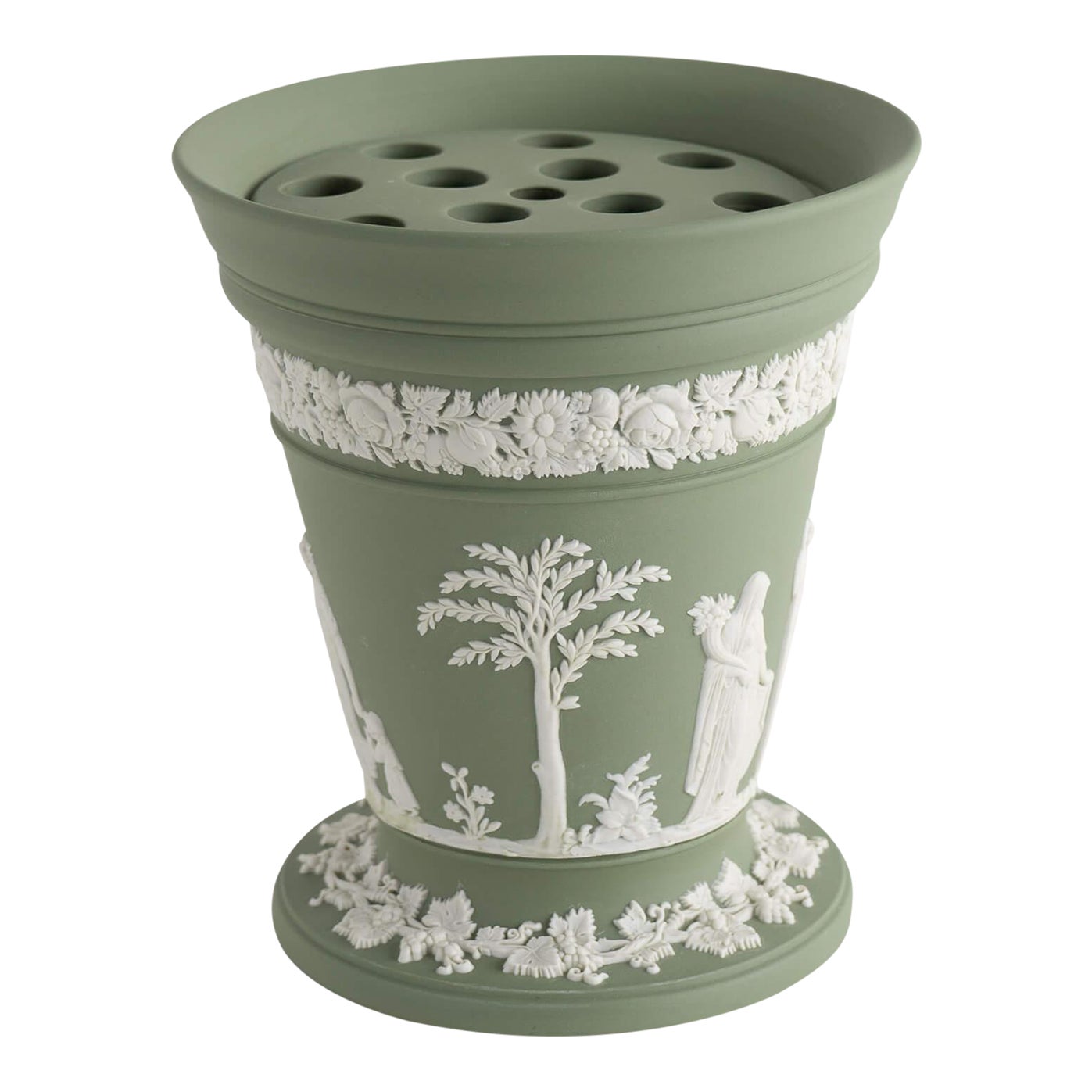 Vintage Green Jasperware Wedgwood Vase - England | Chairish