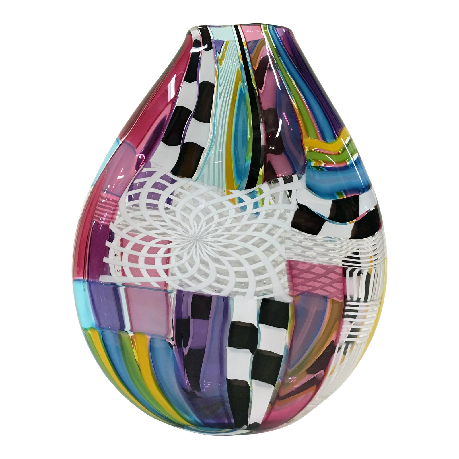 Jeffrey P’an Signature Art Glass Vase - 2008 | Chairish