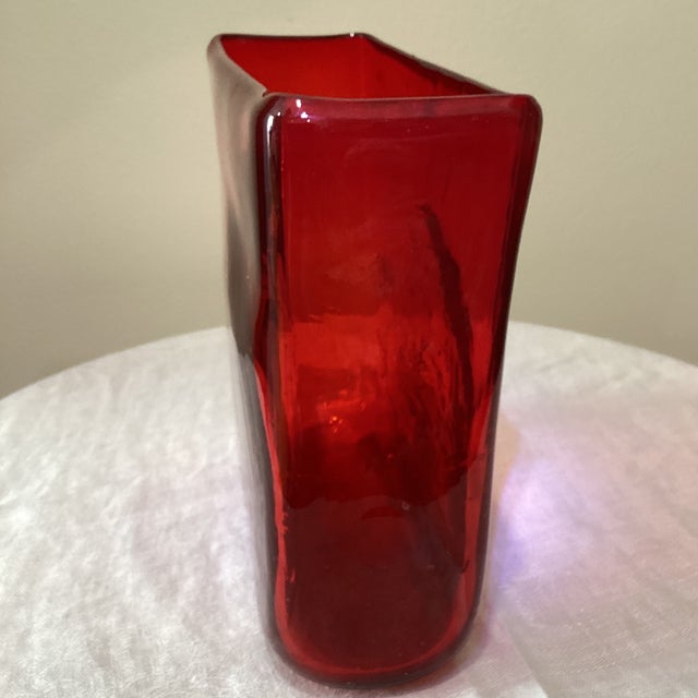 Late 20th Century Vintage Blenko Ruby Red Glass Rectangular Textured ...