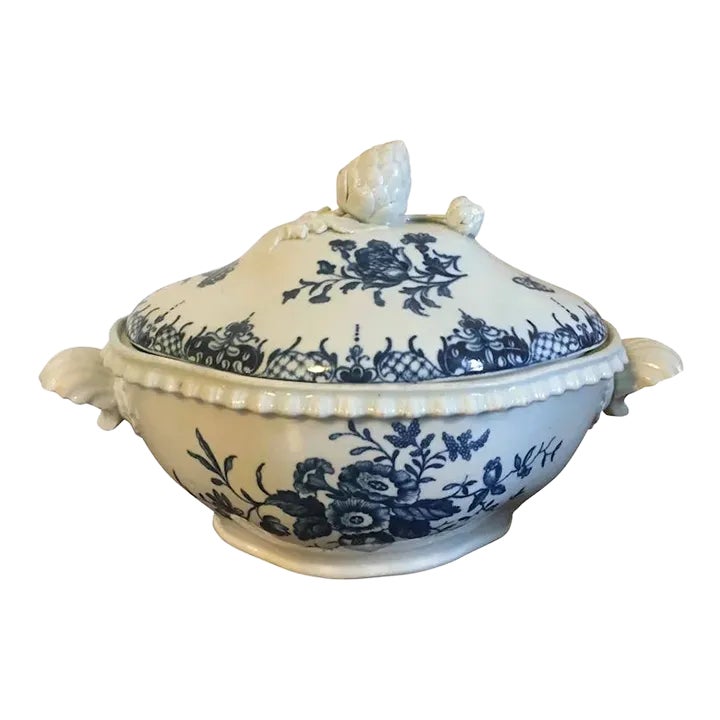 Antique 18th Century Worcester Porcelain Tureen with Knop Decorated ...
