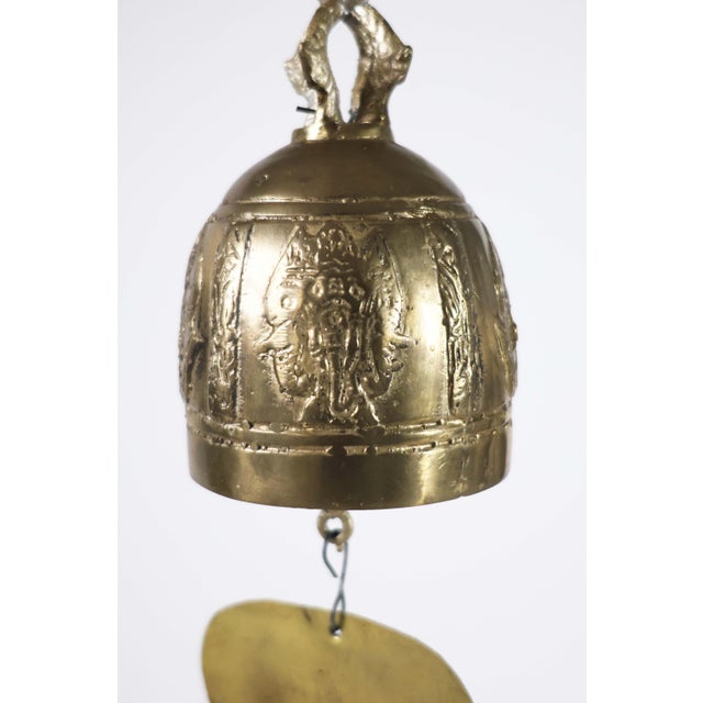 Hanging Tibetan Prayer Bell With Buddha and Ganesha Depictions | Chairish