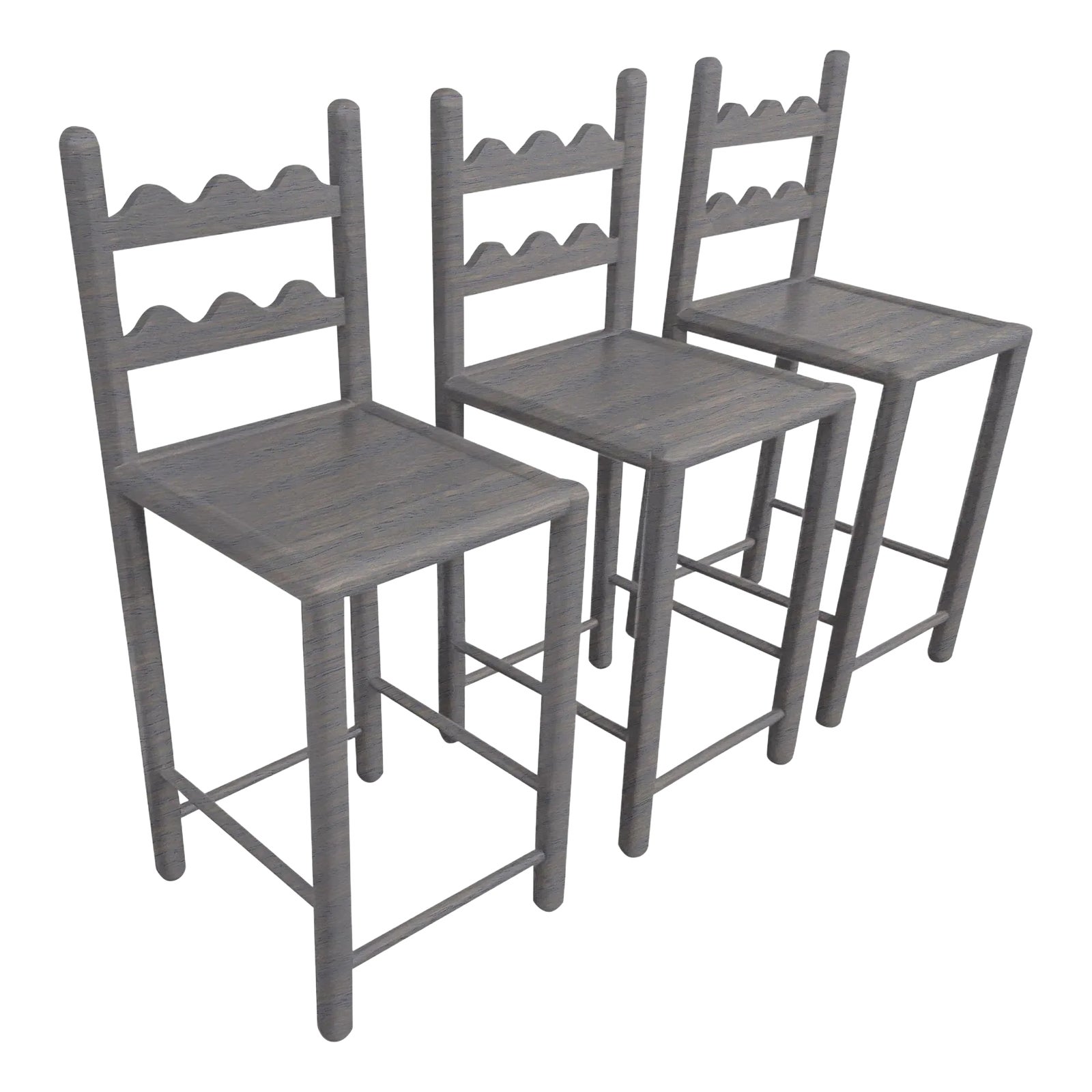Solid Oak Country French Counter Stools Carbon Grey - 3 | Chairish