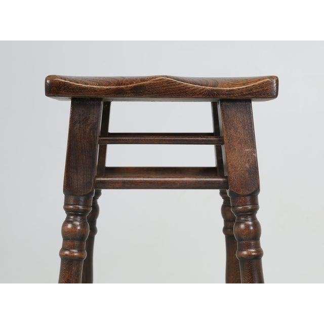 Pair of Irish Elm Wood Saddle Seat Stools Perfect for American Kitchen ...