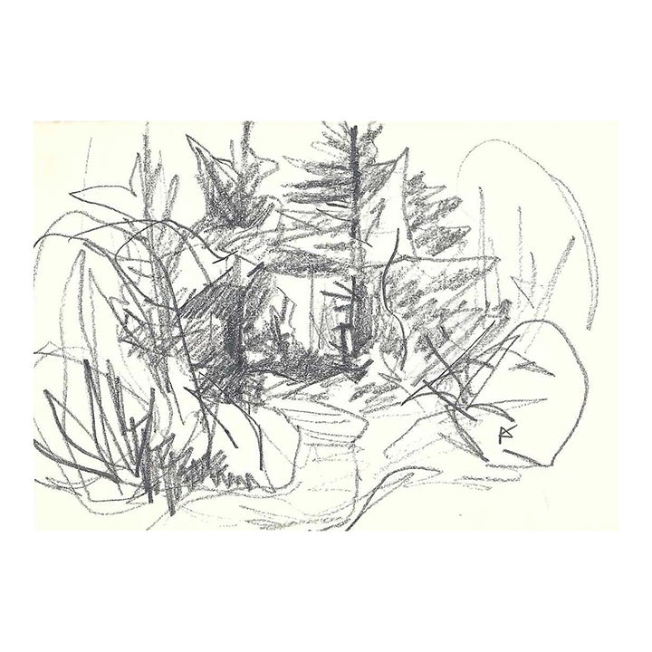 1960 Robert Angeloch Landscape Drawing | Chairish