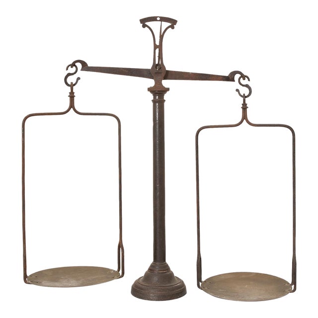 French 19th Century Iron & Brass Tabletop Scale | Chairish