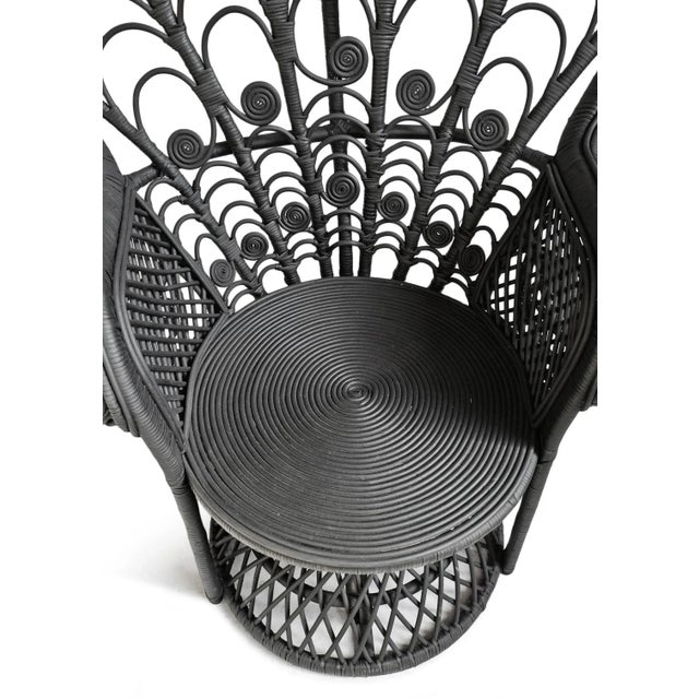 Black Cane Back Peacock Chair | Chairish