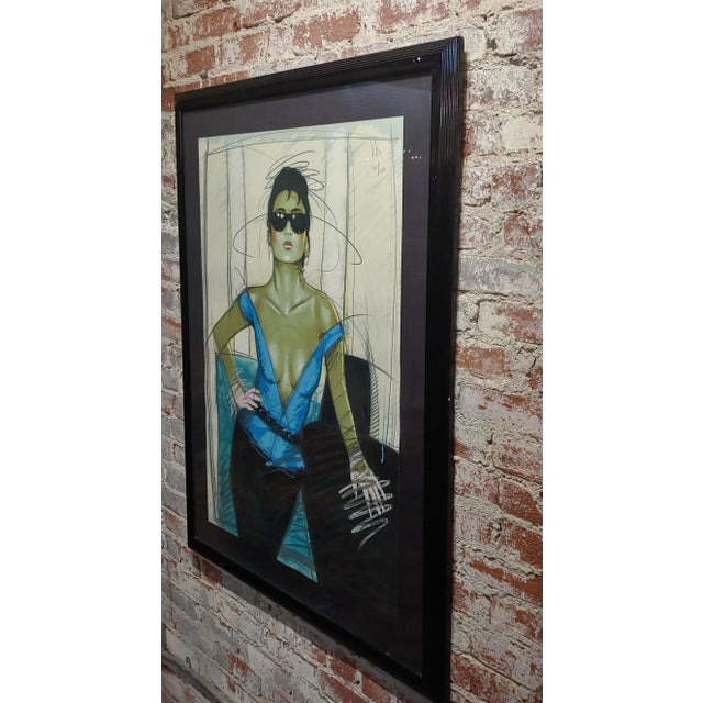 1980s Model Wearing Sunglasses Original Advertising Serigraph -Signed ...