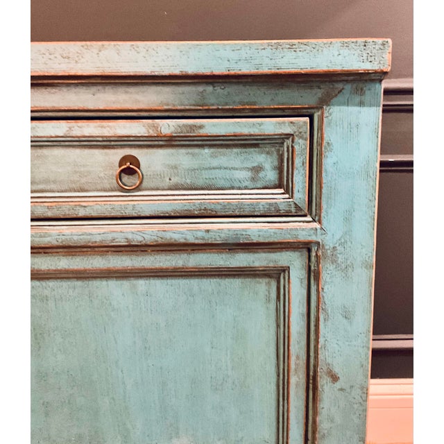 Modern Rustic Teal Sideboard | Chairish