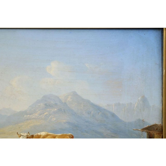German School Mountainscape Sheep and Cattle Oil Painting, 19th Century ...