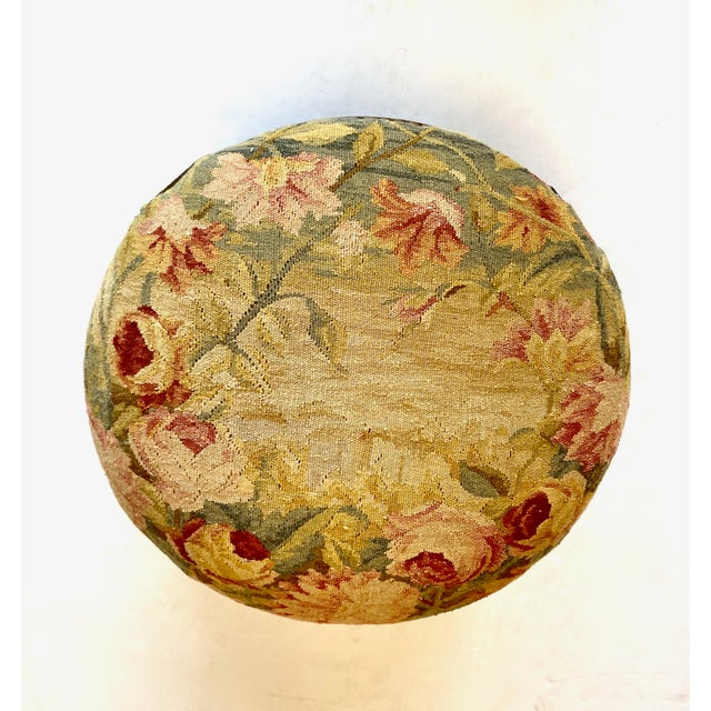 Footstool With Antique Tapestry | Chairish