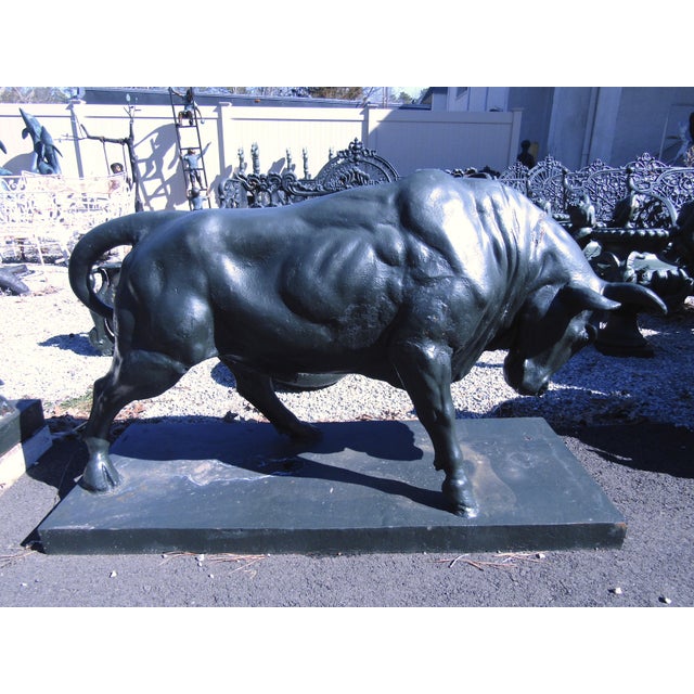Majestic Cast Iron Bull Statue | Chairish